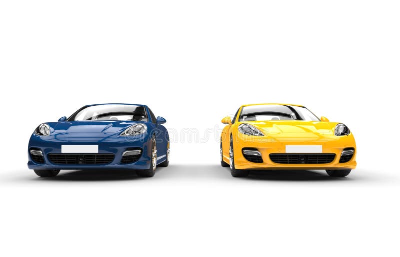 Blue Fast Car Front View stock illustration. Illustration of engine ...