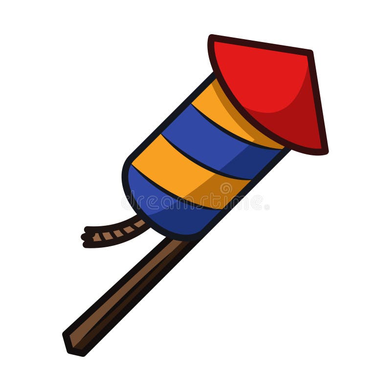 Blue and Yellow Fire Cracker. New Year Icon Illustration Stock ...