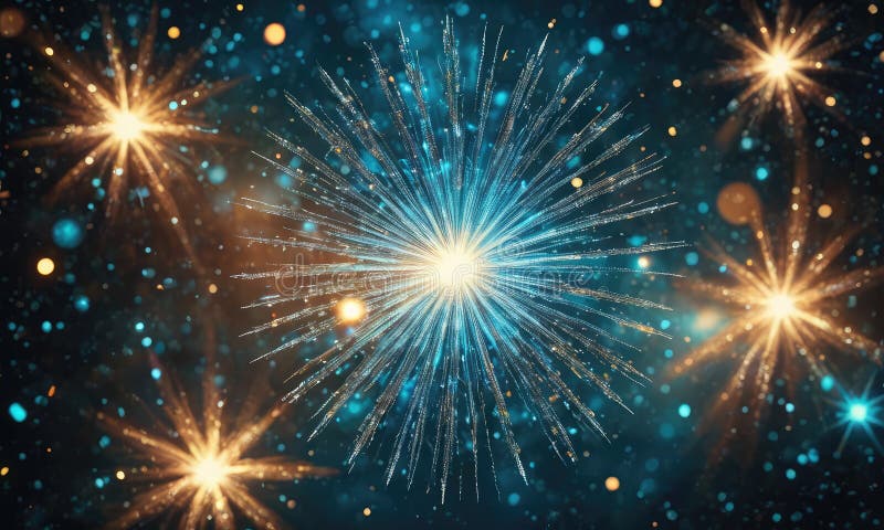 A Blue and Yellow Firework is in the Middle of a Group of Other ...