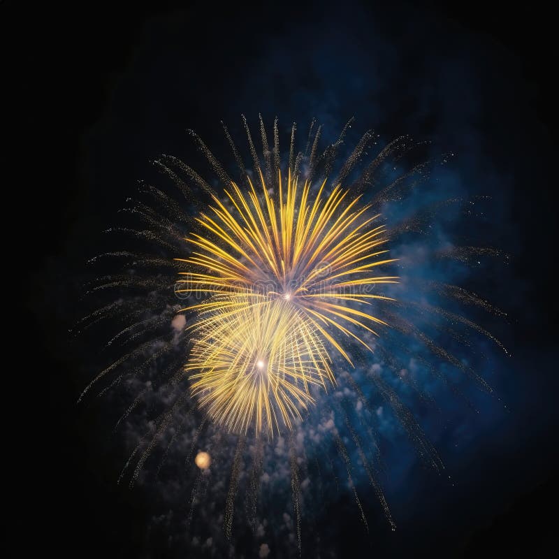 Blue and yellow fireworks stock photo. Image of dazzling - 331399708