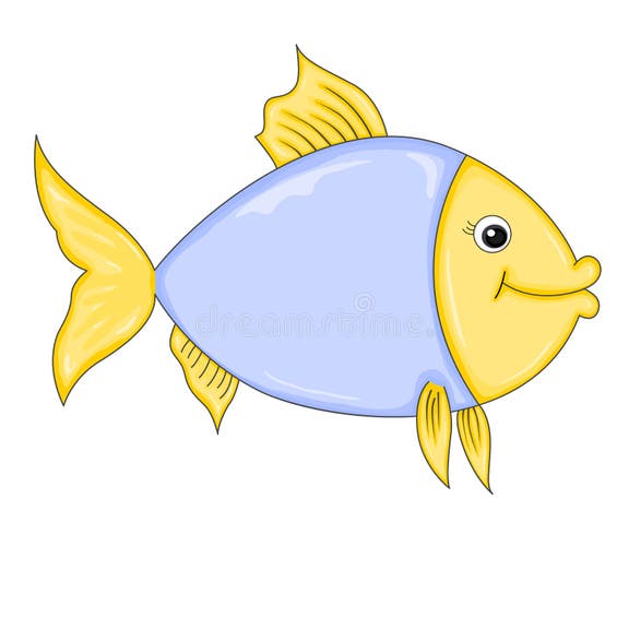 Blue Yellow Fish Smiling on White Background Stock Illustration ...