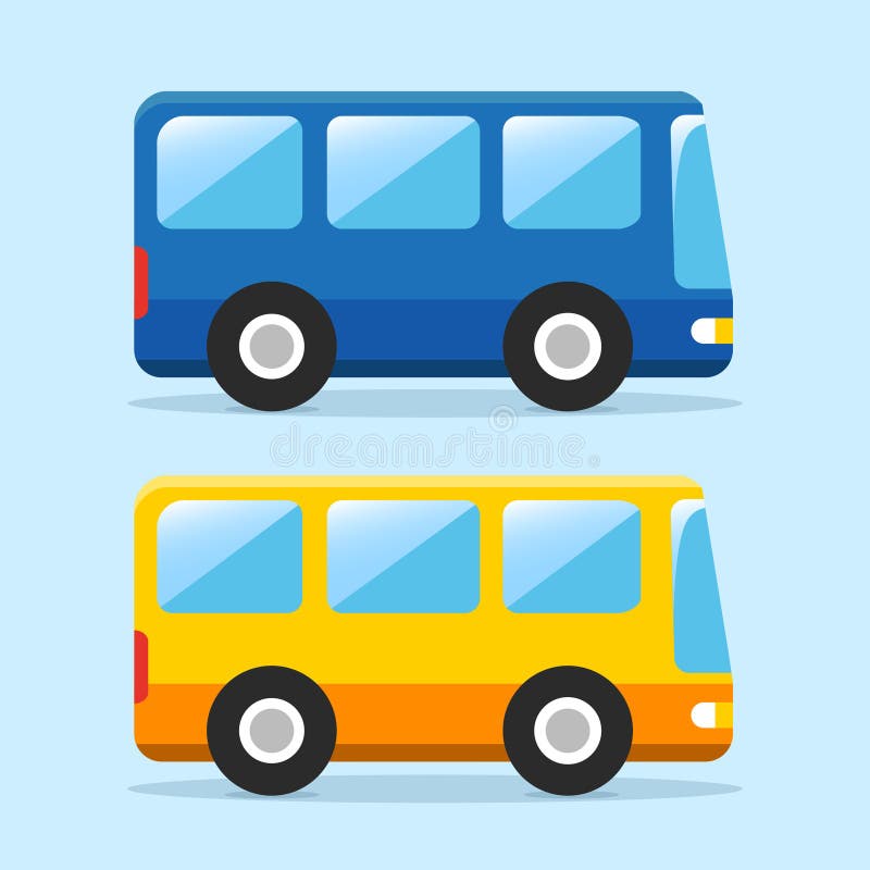 Blue and Yellow Flat Bus Design Stock Vector - Illustration of cartoon ...