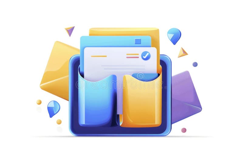 A Blue and Yellow Folder with a Check Mark Symbol. Perfect for Business ...