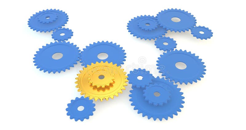 Blue and Yellow Gears stock illustration. Illustration of isolated ...