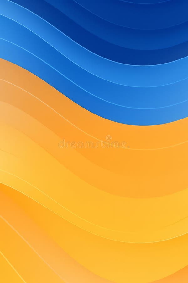Blue Yellow Geometric Abstract Background. Curved Wavy Lines Background ...