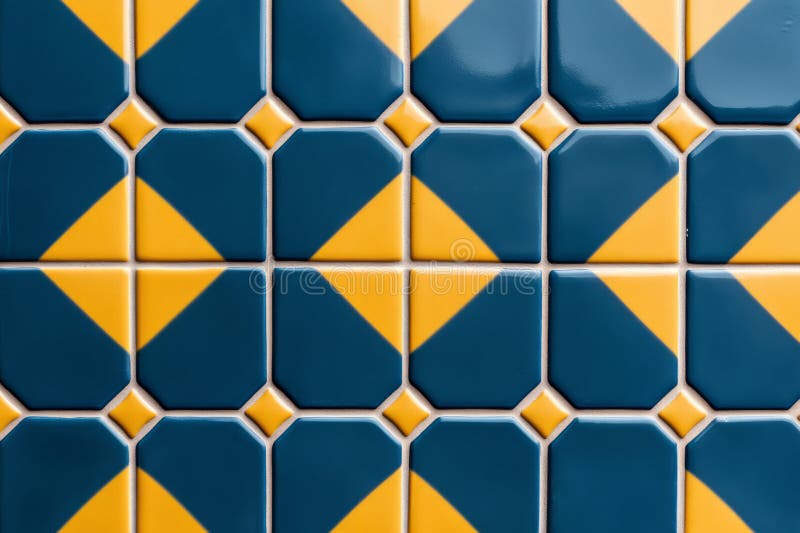 Blue and Yellow Geometric Tile Pattern Stock Image - Image of ceramic ...