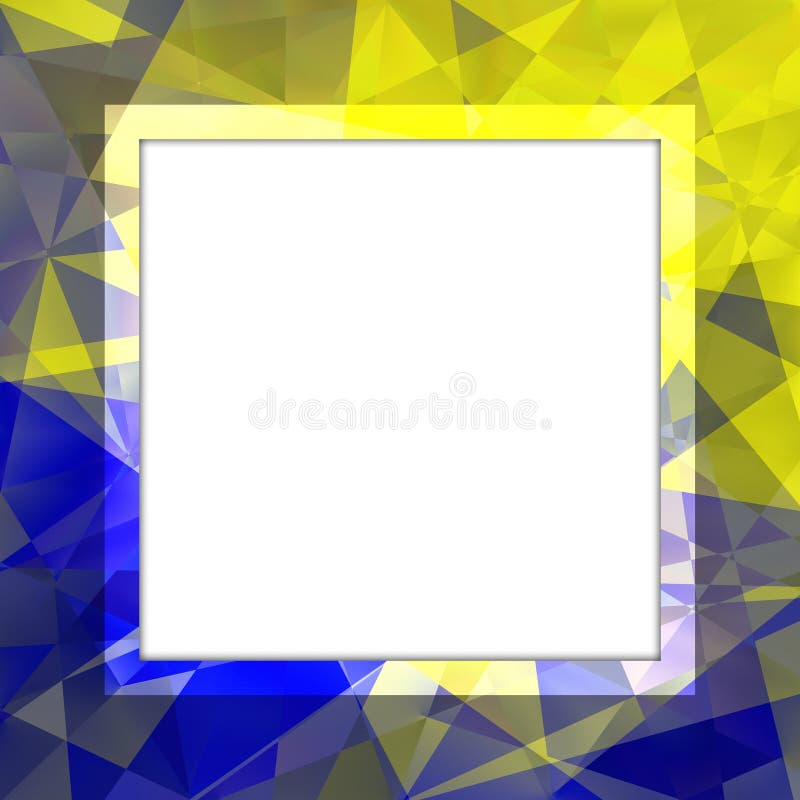 Blue Yellow Geometric Triangles Frame Design Template Mockup Stock ...