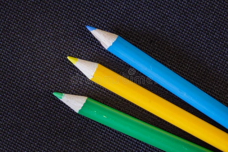 Blue, Yellow, Green Colored Crayons Stock Image - Image of modern ...