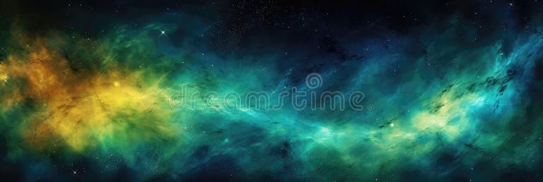 Blue Yellow Green Space , Panoramic Background. Generative AI Stock ...