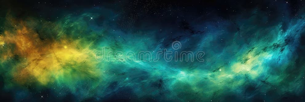 Blue Yellow Green Space , Panoramic Background. Generative AI Stock ...