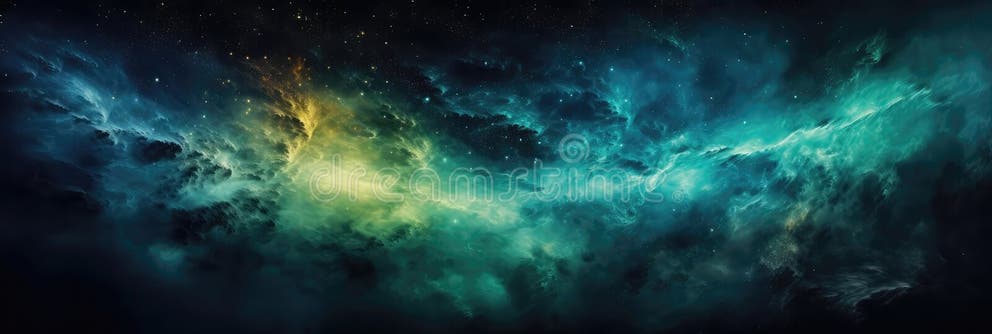 Blue Yellow Green Space , Panoramic Background. Generative AI Stock ...