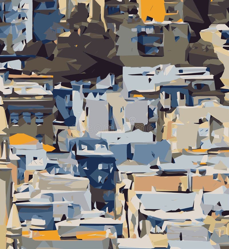 Blue Yellow Grey and Brown Painting Abstract Stock Illustration ...