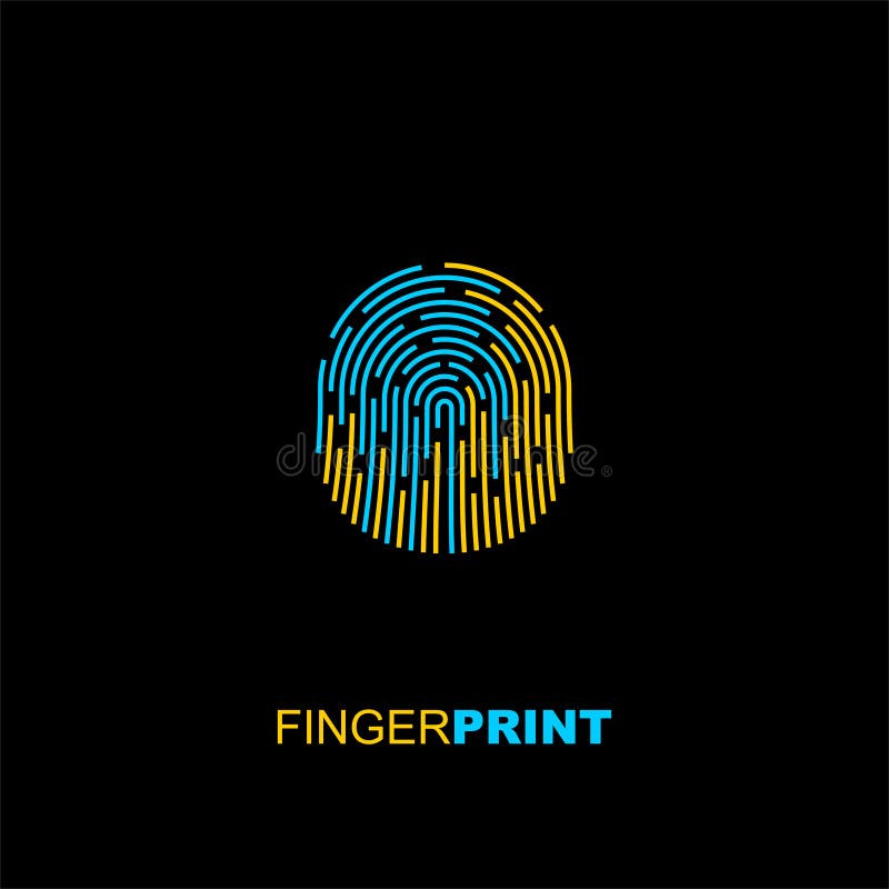 Blue Yellow Icon of Fingerprint Stock Vector - Illustration of ...