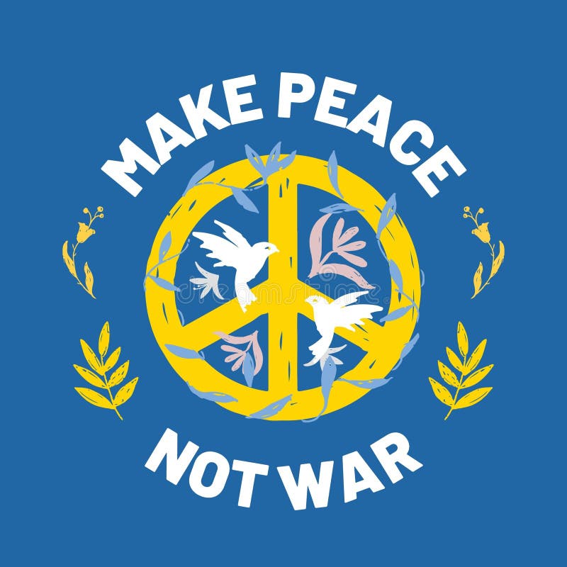 Blue Yellow Illustration Make Peace Not War Instagram Post Stock ...