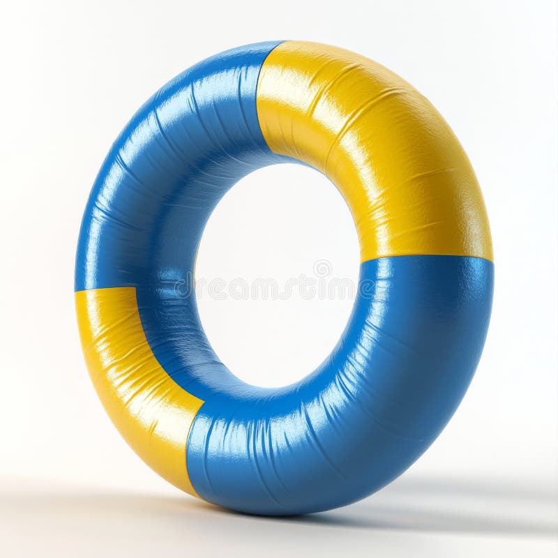 Yellow Inflatable Ring and Duck Floating in Clear Blue Pool Water Stock ...