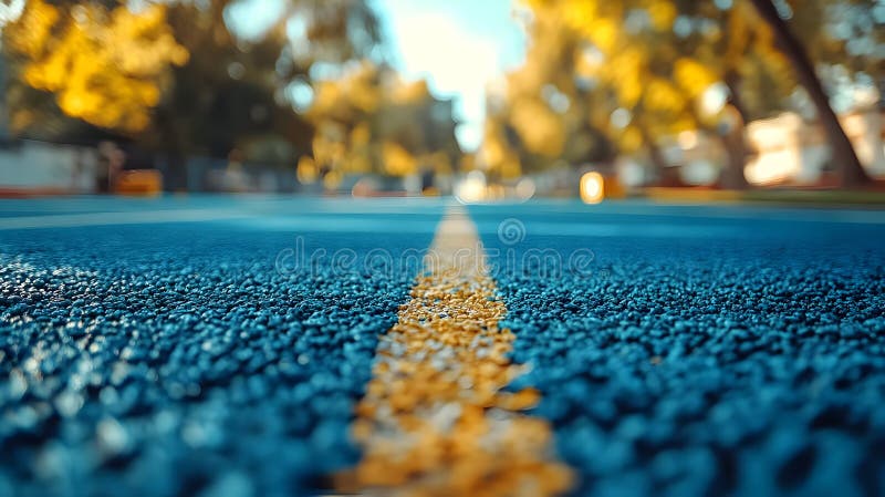 Blue and Yellow Line on the Ground - Photo Stock Illustration ...