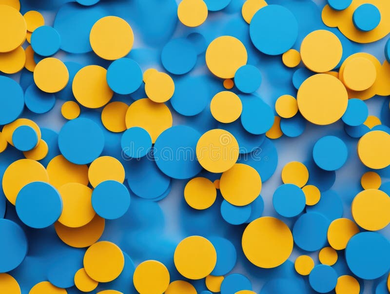 Blue and Yellow Paper Circles Stock Illustration - Illustration of ...