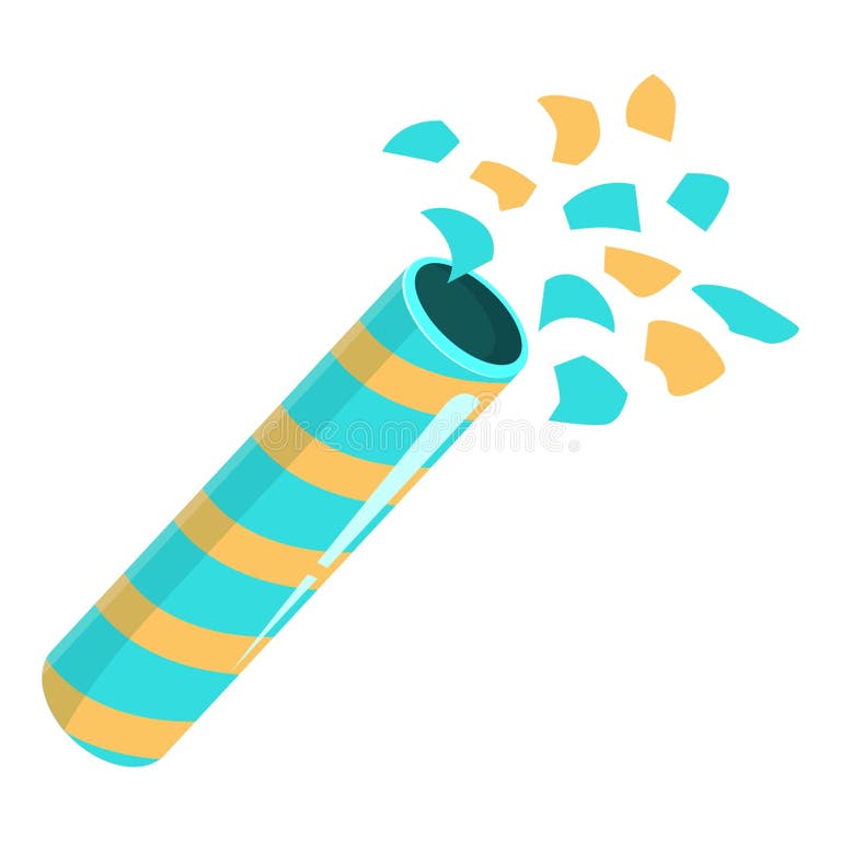 Blue and Yellow Party Popper Exploding with Confetti Stock Vector ...