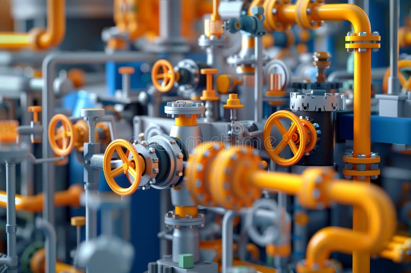Blue and Yellow Pipe System with a Yellow Valve with Generative AI ...