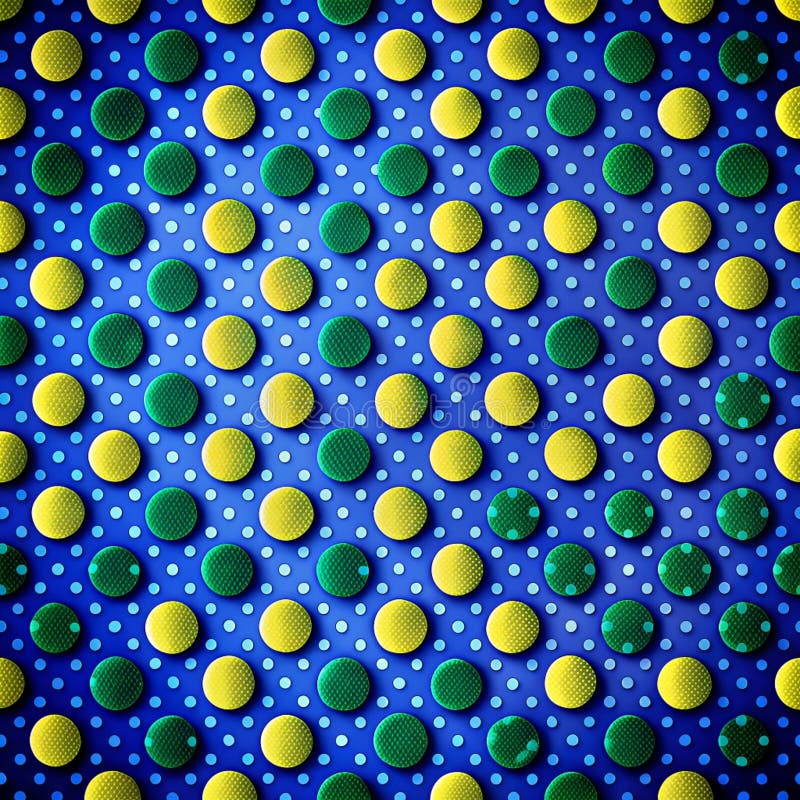 A Blue and Yellow Polka Dot Pattern with Green Dots Stock Illustration ...