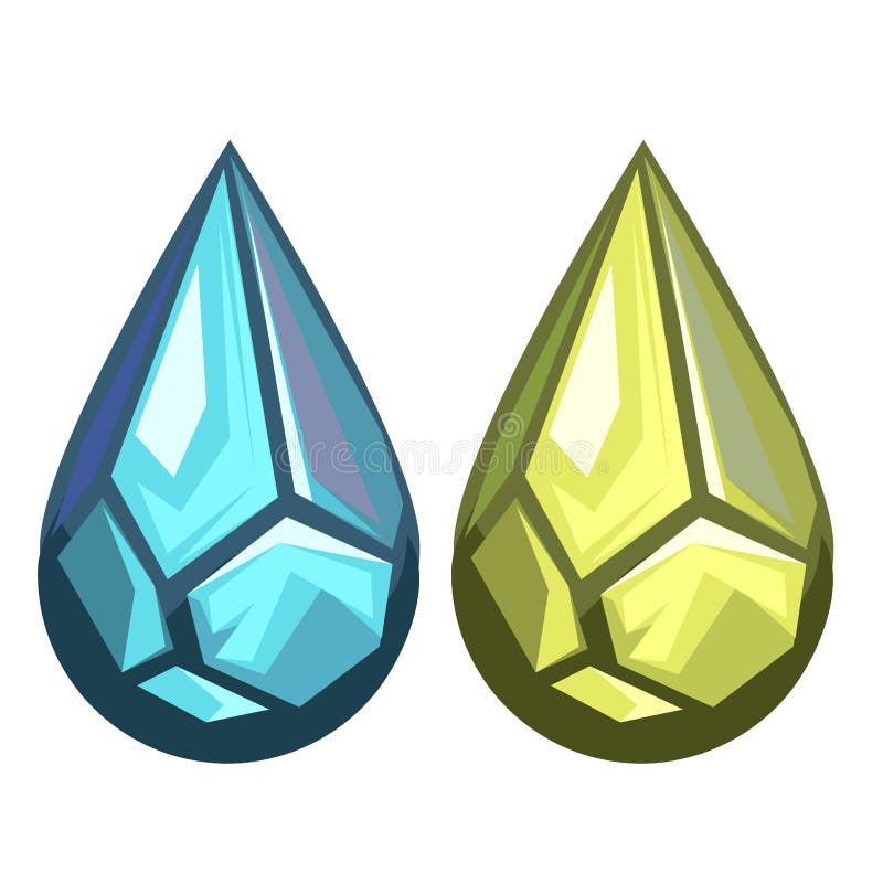 Blue and Yellow Precious Gems in Form of Drops Stock Vector ...