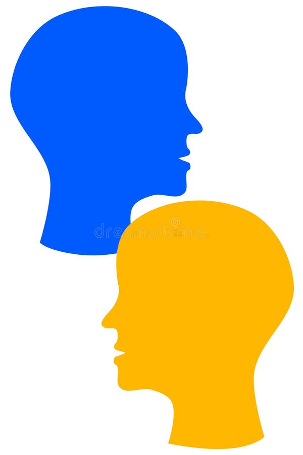 Blue and Yellow Profile Head Busts Stock Illustration - Illustration of ...