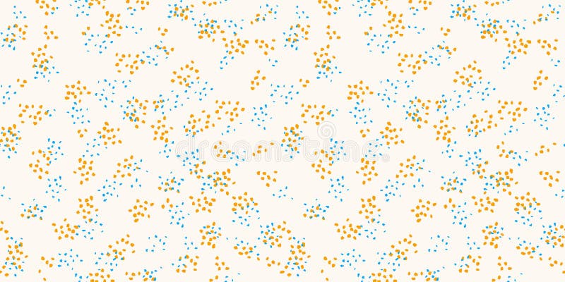 Blue and Yellow Seamless Polka Dots Pattern. Vector Hand Drawn Sketch ...