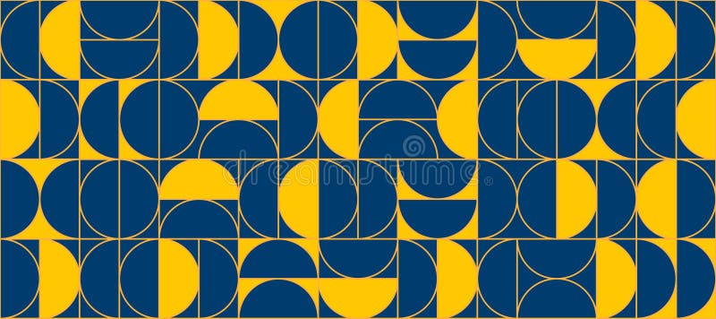 Blue and Yellow Semicircle Seamless Pattern. Abstract Geometric Half ...