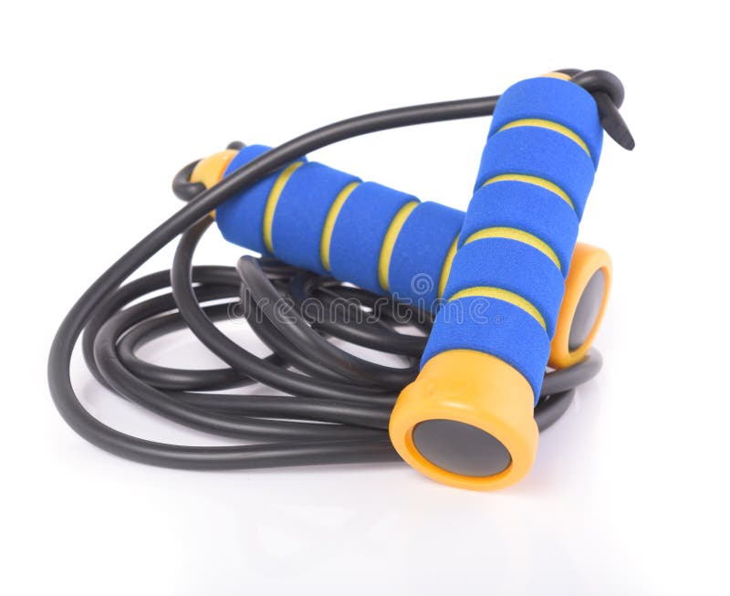 Blue and Yellow Skipping Rope, Isolated on White Background Stock Image ...