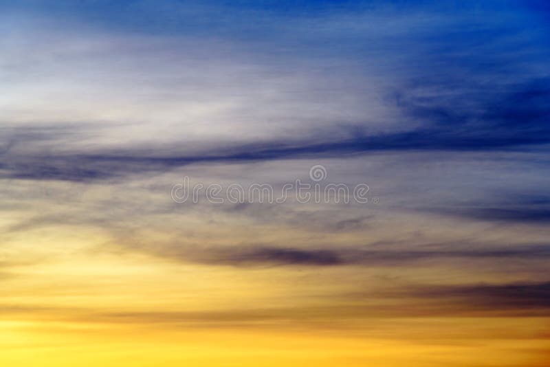 Blue and Yellow Sky at Sunset Stock Photo - Image of abstract, central ...