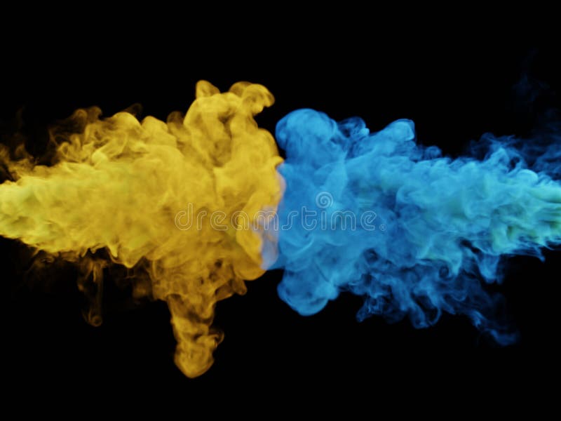 Blue and Yellow Smoke. 3d Render. Stock Illustration - Illustration of ...