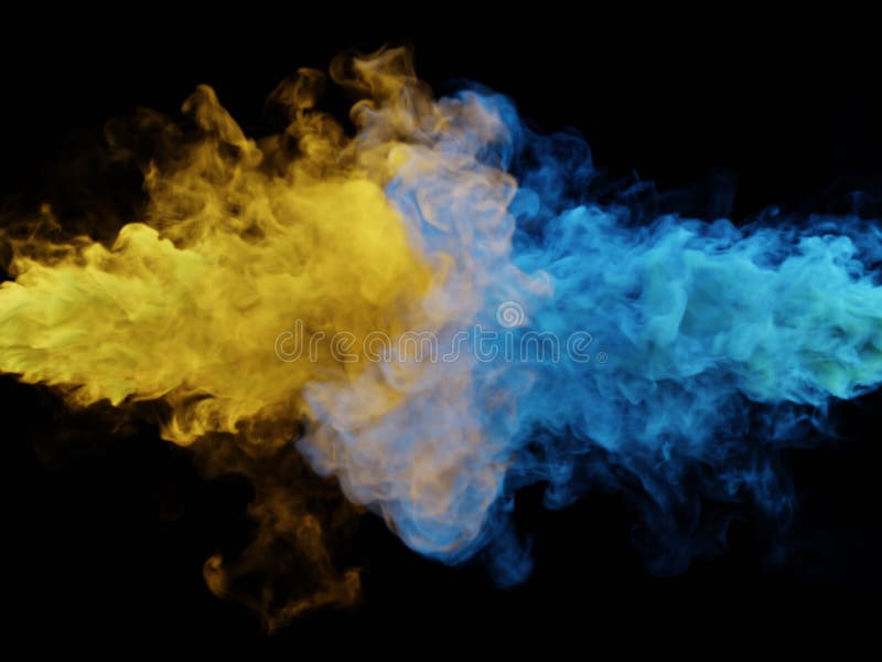 Blue and Yellow Smoke. 3d Render. Stock Illustration - Illustration of ...
