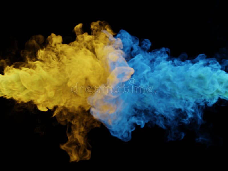 Blue and Yellow Smoke. 3d Render. Stock Illustration - Illustration of ...