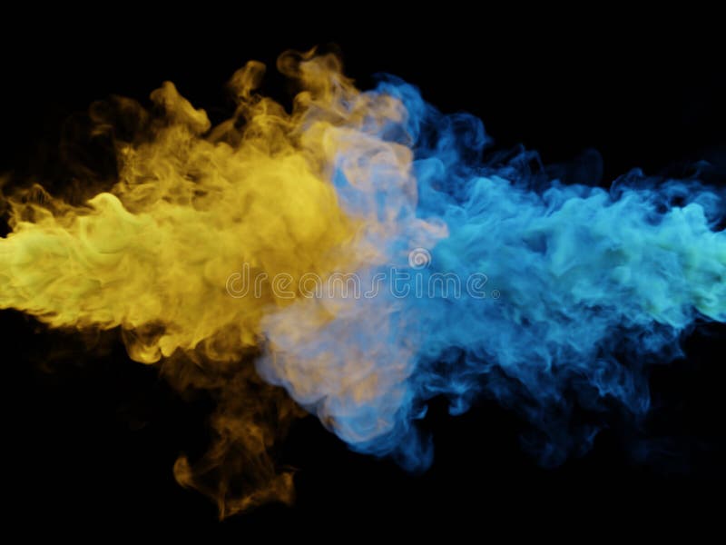 Blue and Yellow Smoke. 3d Render. Stock Illustration - Illustration of ...