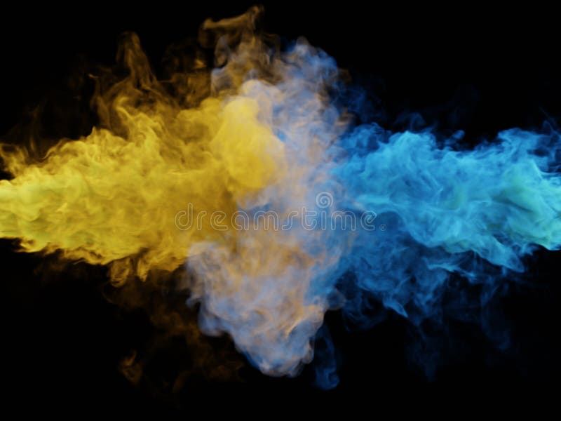 Blue and Yellow Smoke. 3d Render. Stock Photo - Image of blue, design ...