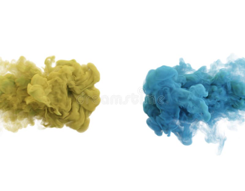 Blue and Yellow Smoke. 3d Render. Stock Image - Image of explosion ...