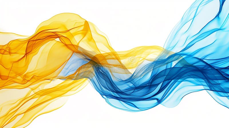 Blue and Yellow Smoke Wave on White Background Stock Image - Image of ...