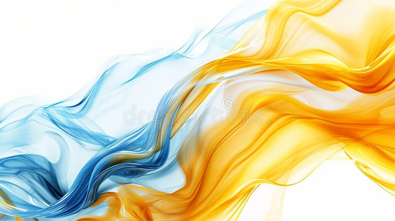 Blue and Yellow Smoke Wave on White Background Stock Image - Image of ...