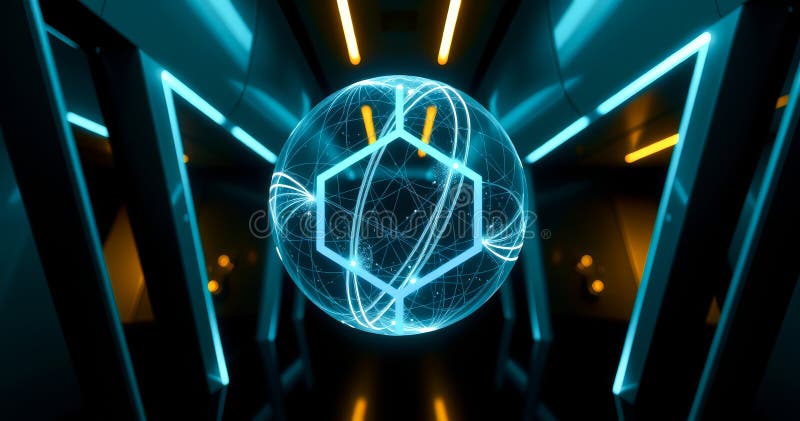 Blue and Yellow Sphere with a White Center Stock Photo - Image of ...