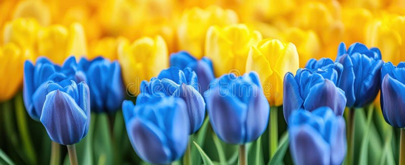 Blue and Yellow Spring Tulips. Stock Illustration - Illustration of ...