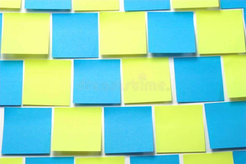 Blue and Yellow Sticky Notes Stock Photo - Image of message, space: 1594978