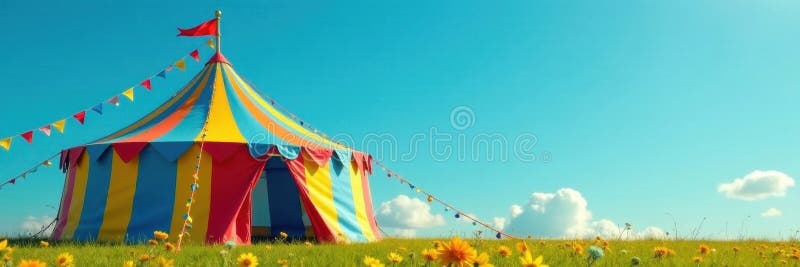 Blue and Yellow Striped Circus Tent, Whimsical Style , White ...