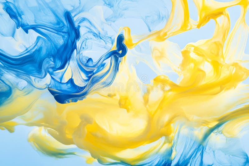 A Blue and Yellow Swirl of Paint Stock Illustration - Illustration of ...