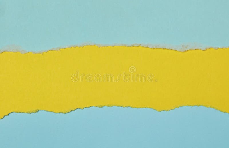 Blue and yellow torn paper stock photo. Image of color - 214065120