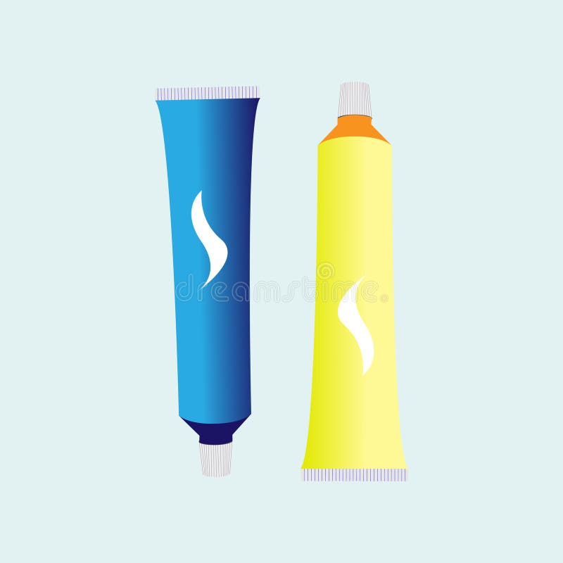Blue and Yellow Tube of Toothpaste. Illustration. Stock Vector ...