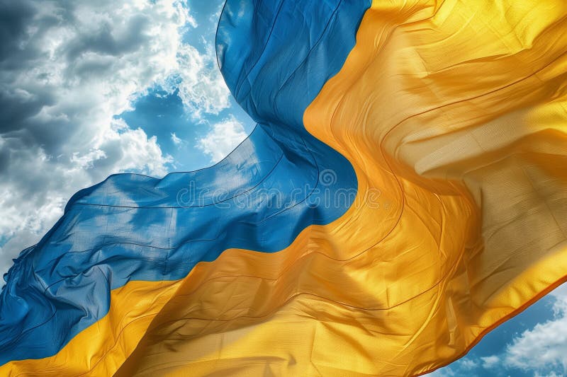 Blue and Yellow Ukrainian Flag Flying in the Wind. Stock Illustration ...