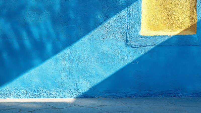 Blue and Yellow Wall with Sunlight Shadow Stock Illustration ...