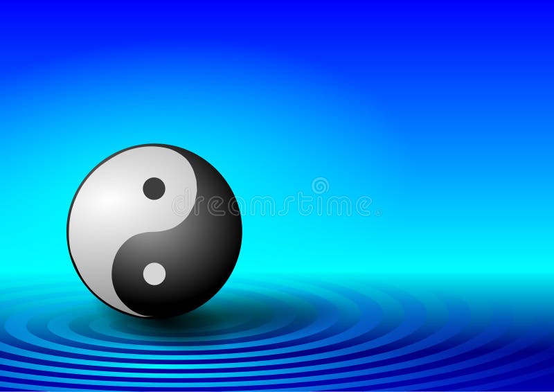 Ying Yang Symbol On Blue Background Stock Vector - Illustration of ...