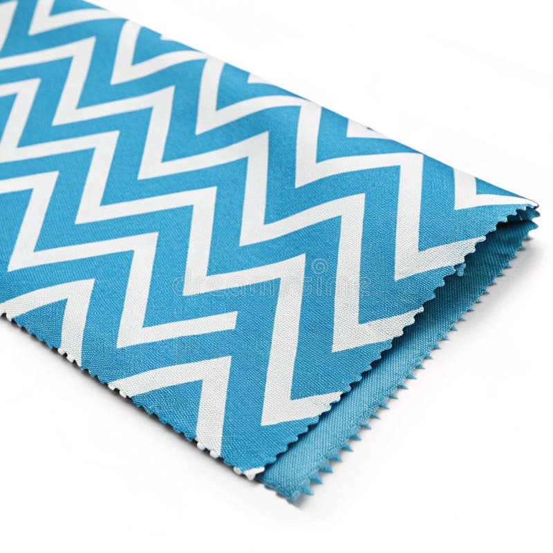 Blue Zigzag Fabric Sample Isolated on White Background Stock ...