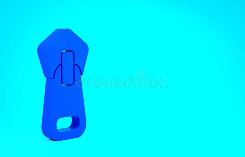 Blue Zipper Icon Isolated on Blue Background. Minimalism Concept Stock ...
